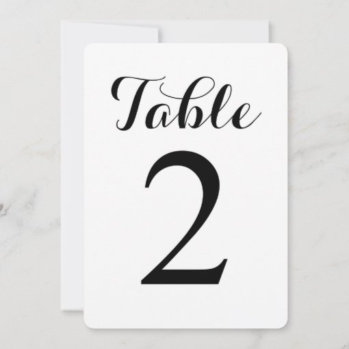 Modern Script Table 2 | Table Numbers Card | Zazzle