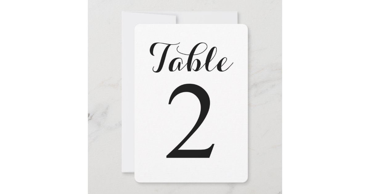 Modern Script Table 2 | Table Numbers Card | Zazzle