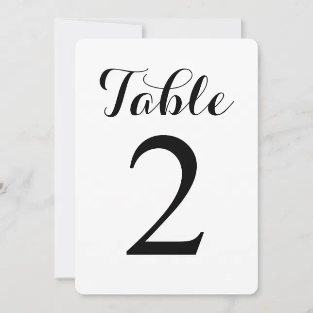 Modern Script Table 2 | Table Numbers Card | Zazzle