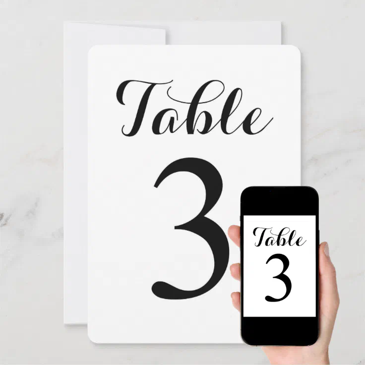 Modern Script Table 3 | Table Numbers Card | Zazzle