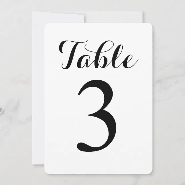 Modern Script Table 3 | Table Numbers Card | Zazzle