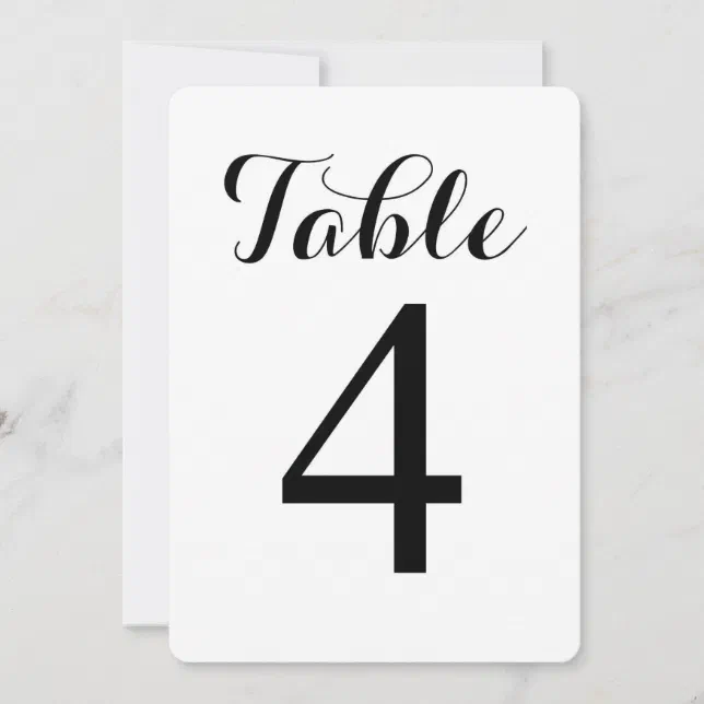Modern Script Table 4 | Table Numbers Card | Zazzle