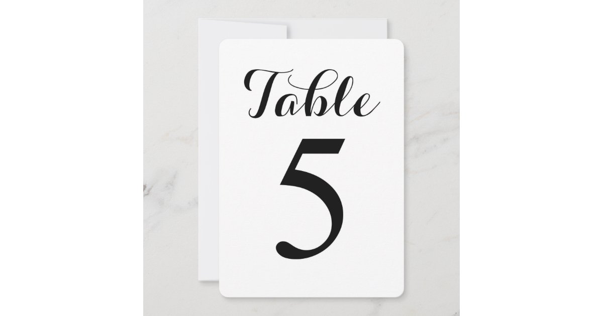 Modern Script Table 5 | Table Numbers Card | Zazzle