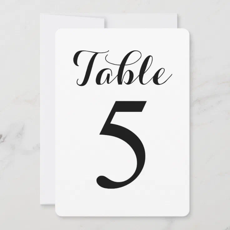 Modern Script Table 5 | Table Numbers Card | Zazzle