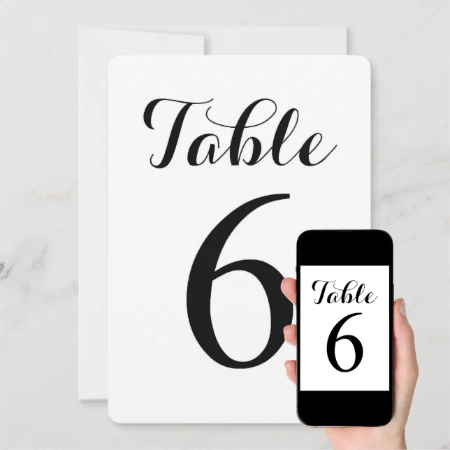 Modern Script Table 6 | Table Numbers Card | Zazzle