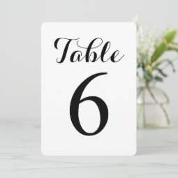 Modern Script Table 6 | Table Numbers Card | Zazzle