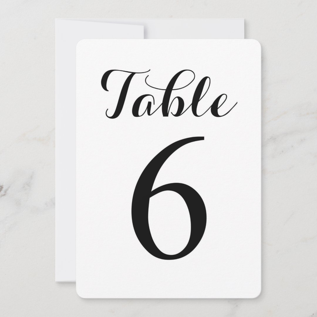 Modern Script Table 6 | Table Numbers Card | Zazzle