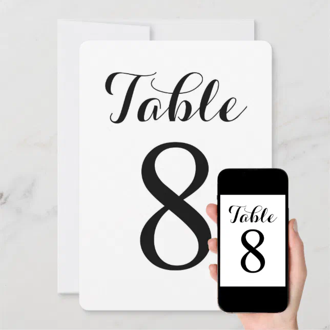 Modern Script Table 8 | Table Numbers Card | Zazzle