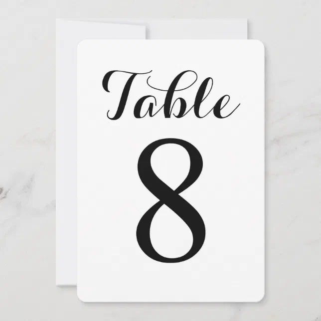 Modern Script Table 8 | Table Numbers Card | Zazzle