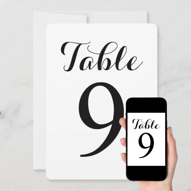 Modern Script Table 9 | Table Numbers Card | Zazzle