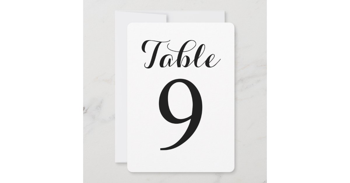 Modern Script Table 9 | Table Numbers Card | Zazzle