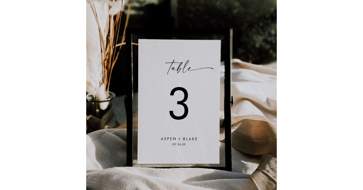 Modern Script Table Number | Zazzle