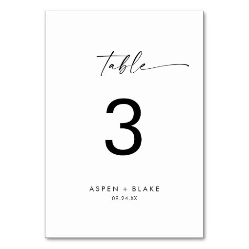 Modern Script Table Number | Zazzle