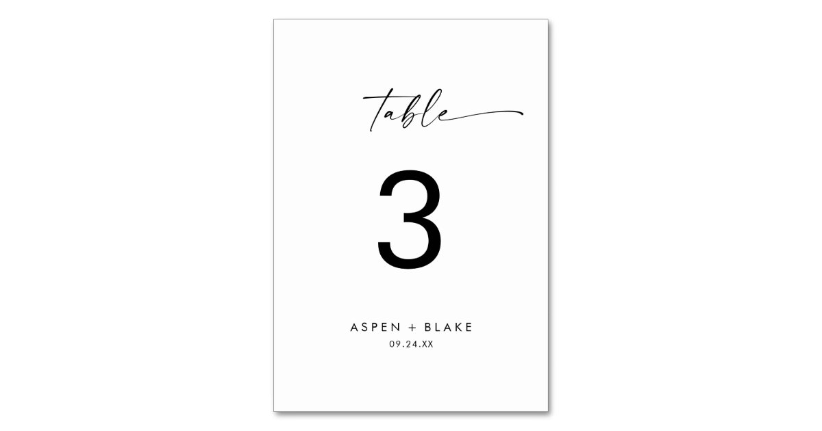 Modern Script Table Number | Zazzle
