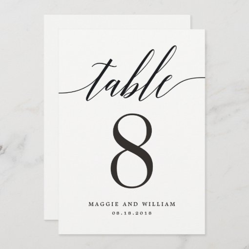 Modern Script Table Number Card | Zazzle