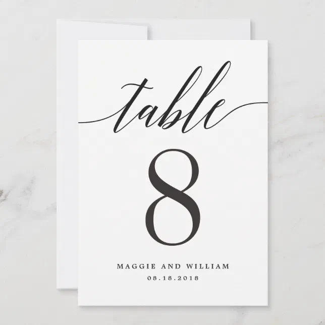 Modern Script Table Number Card | Zazzle