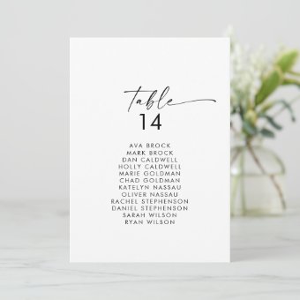 Modern Script Table Number Seating Chart Cards | Zazzle