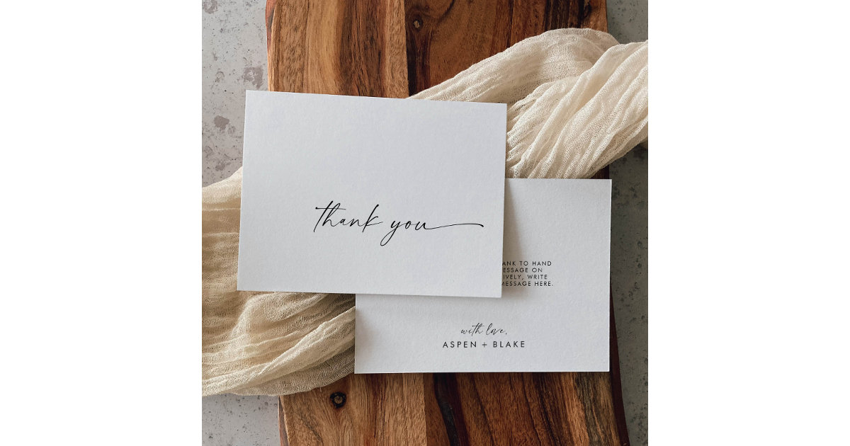 Modern Script Thank You Card | Zazzle