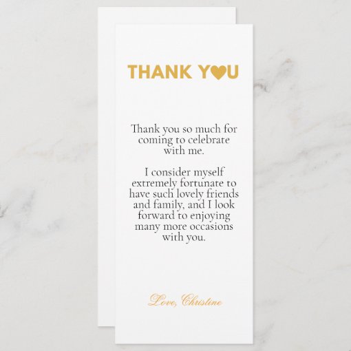 Modern script thank you message note menu | Zazzle