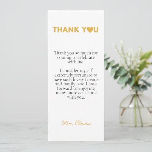 Modern script thank you message note menu | Zazzle