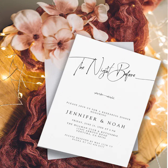 Modern Script The Night Before Rehearsal Dinner In Invitation | Zazzle