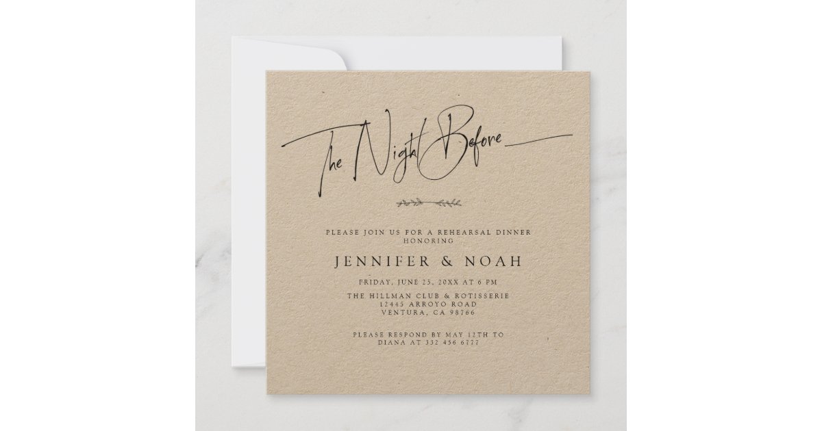 Modern Script The Night Before Rehearsal Dinner Thank You Card | Zazzle