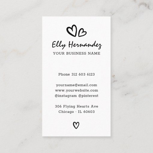 Modern Script Typewriter Hearts Black Vertical Loyalty Card | Zazzle