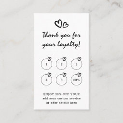 Modern Script Typewriter Hearts Black Vertical Loyalty Card | Zazzle