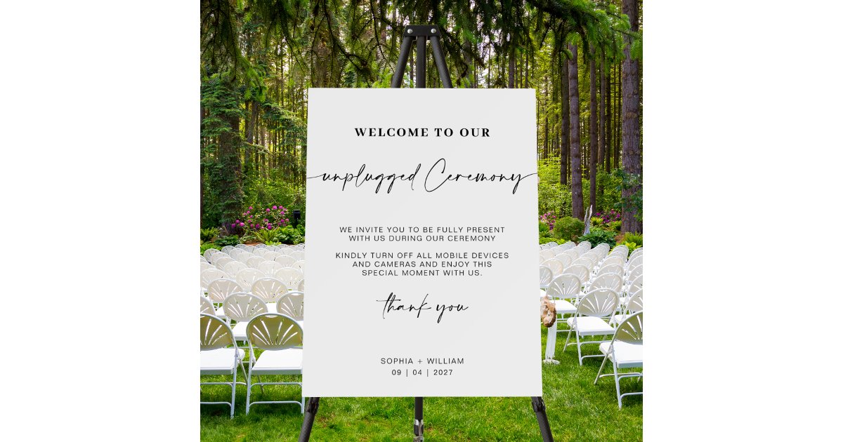 Modern Script Unplugged Ceremony Wedding Sign | Zazzle