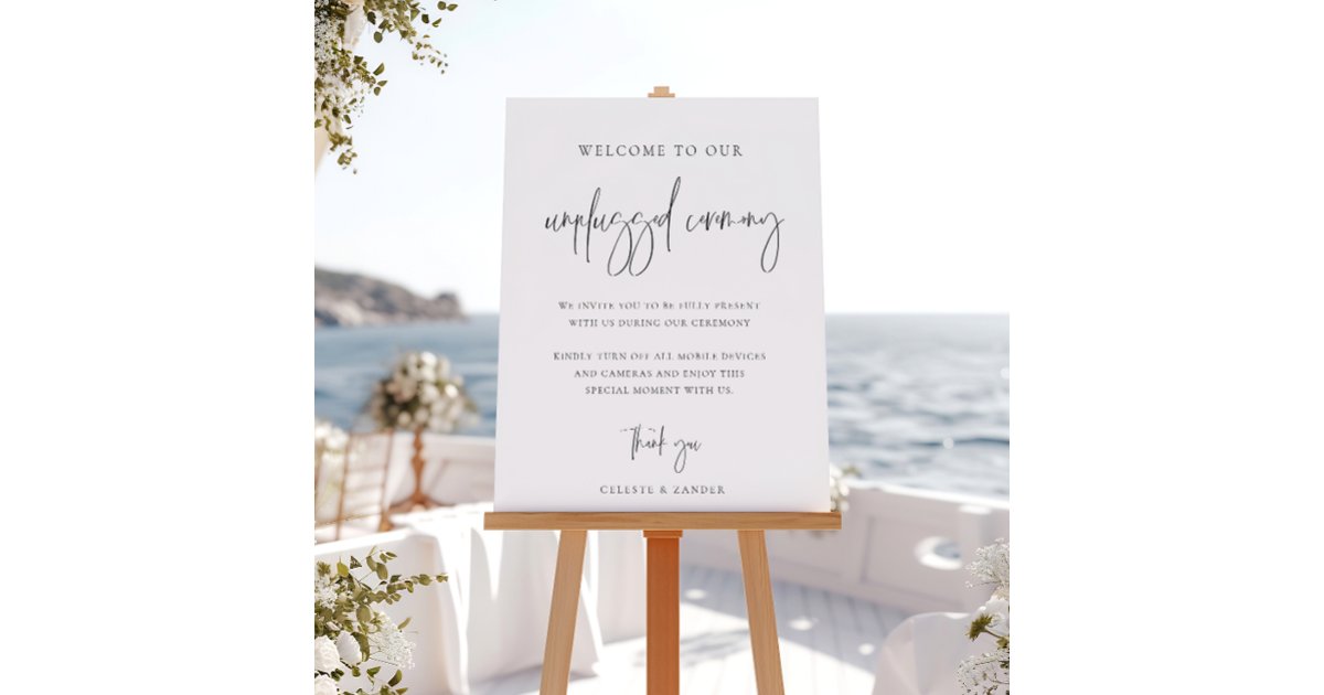 Modern Script Unplugged Ceremony Wedding Sign | Zazzle