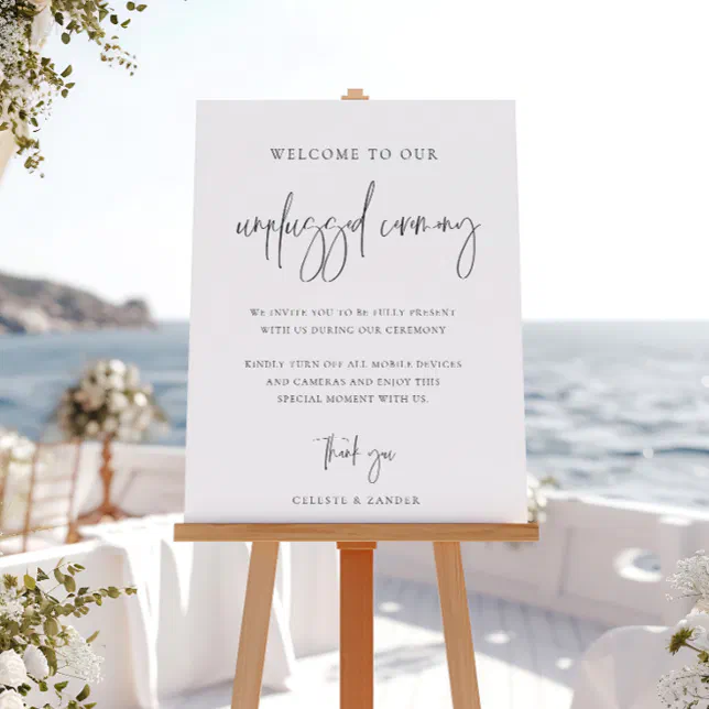 Modern Script Unplugged Ceremony Wedding Sign | Zazzle