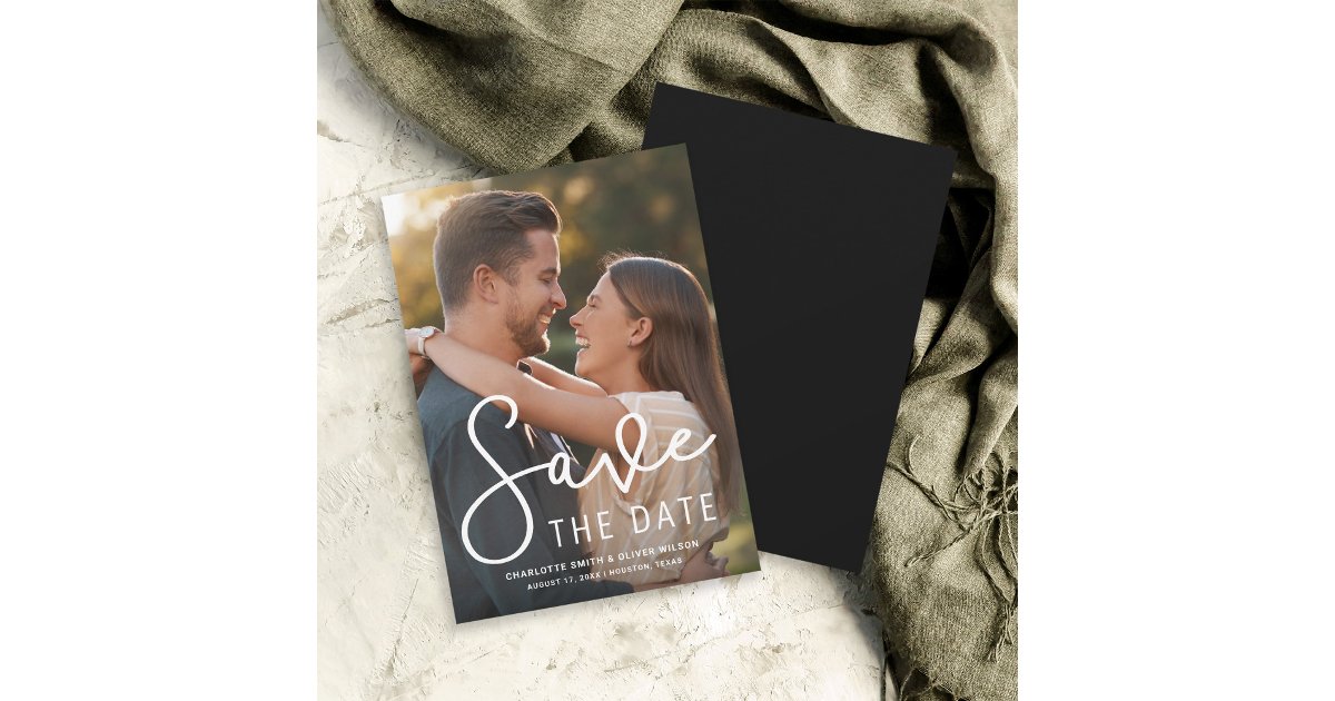 Modern Script Vertical Photo Save the Date Card | Zazzle