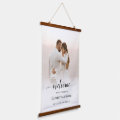 Modern Script Vertical Photo Wedding Welcome Sign Hanging Tapestry | Zazzle