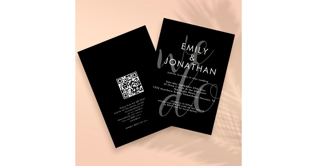 Modern Script We Do Overlay Qr Code Wedding Black Invitation Zazzle 5500