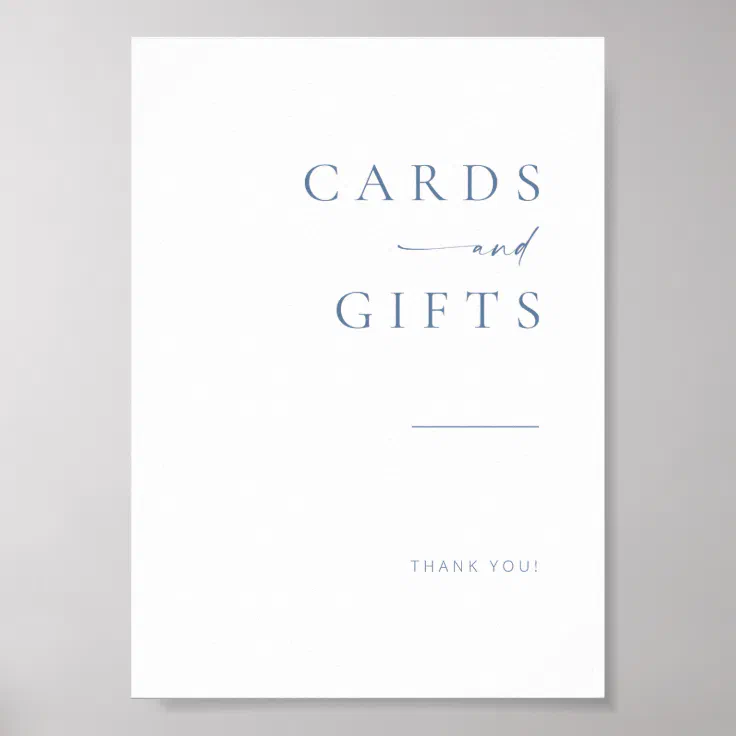 Modern Script Wedding Cards + Gifts Poster | Blue | Zazzle