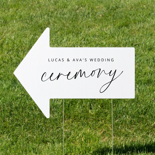 Modern Script Wedding Ceremony This Way Arrow Sign | Zazzle