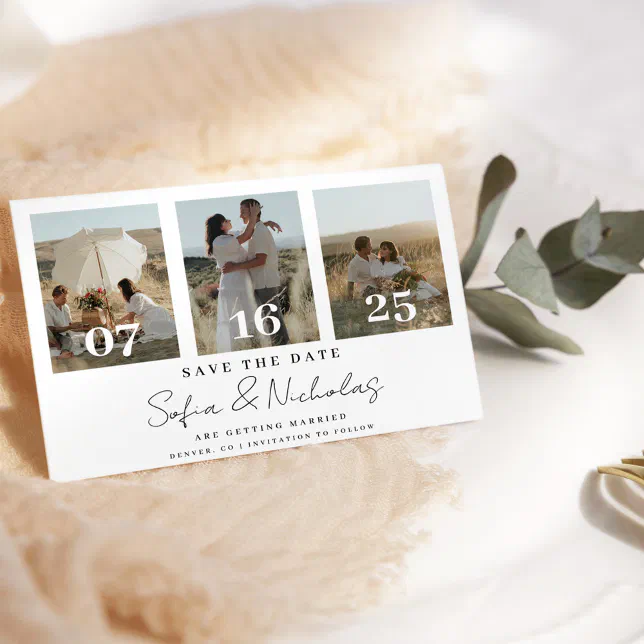 Modern Script Wedding Collage Save The Date | Zazzle