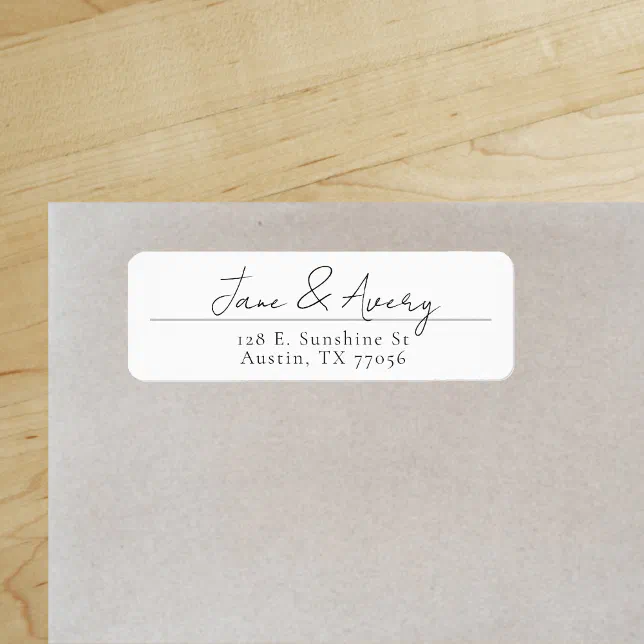 Modern Script Wedding Couple Return Address Label | Zazzle