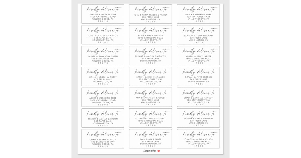 Modern Script Wedding Guest Address Labels | Zazzle