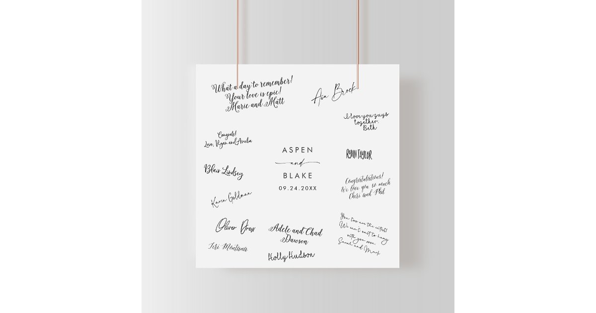 Modern Script Wedding Guest Signing Poster | Zazzle