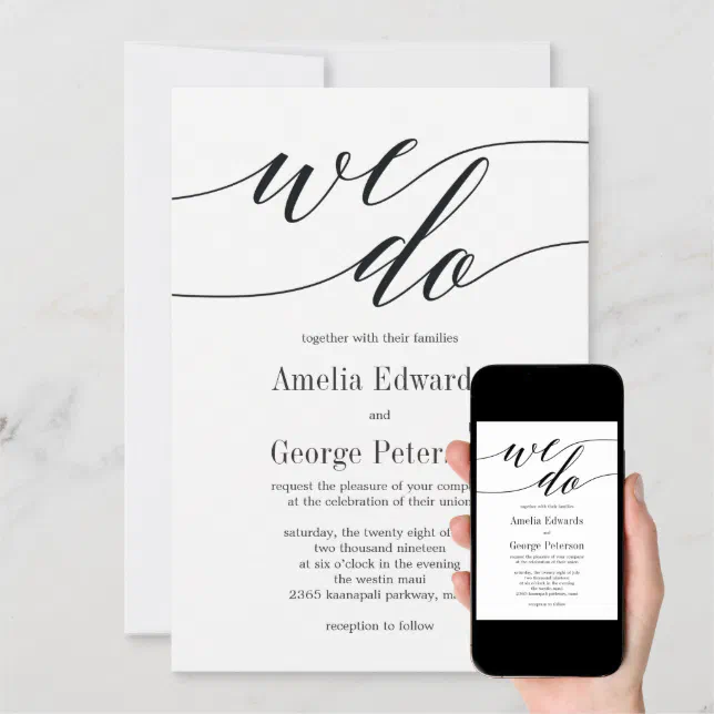 Modern Script Wedding Invitation | Zazzle