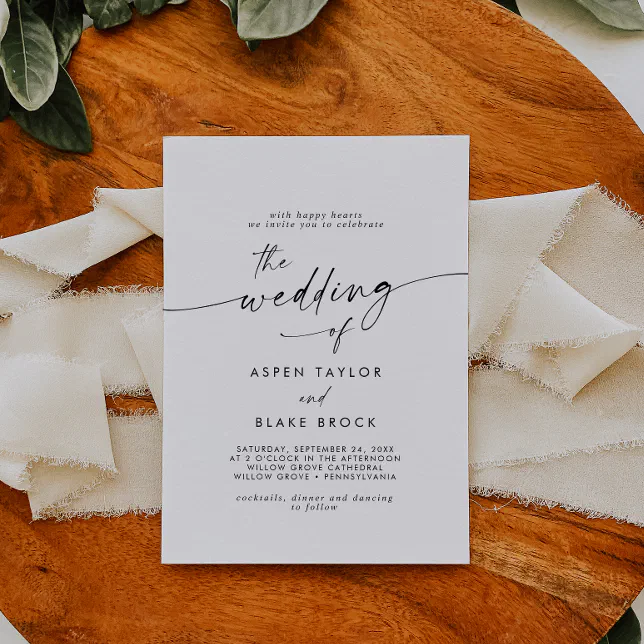 Modern Script Wedding Invitation | Zazzle