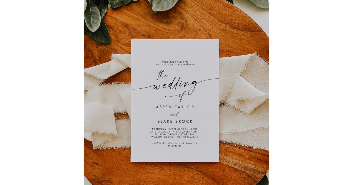 Modern Script Wedding Invitation | Zazzle