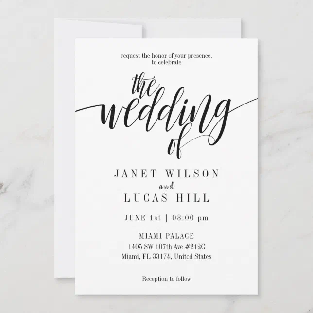 Modern Script Wedding Invitation | Zazzle