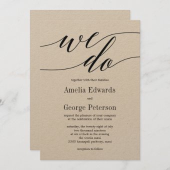 Modern Script Wedding Invitation Kraft | Zazzle