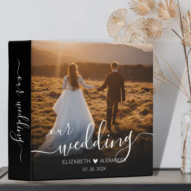 Modern Script Wedding Memories Photo Album Binder Zazzle