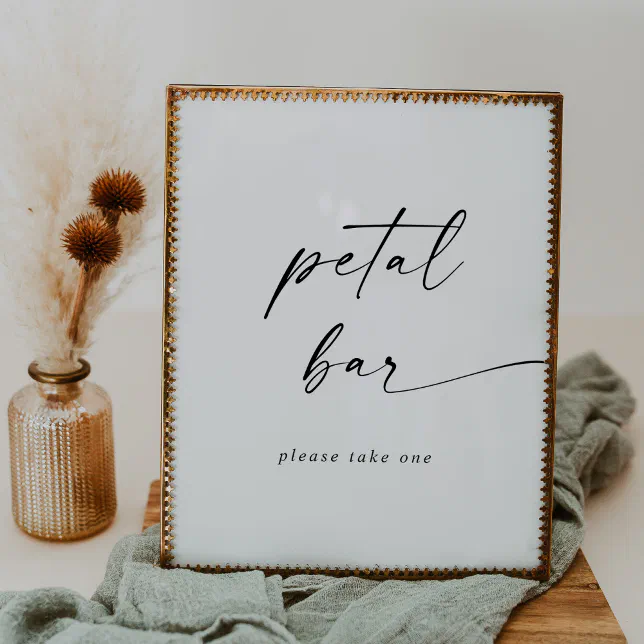 Modern Script Wedding Petal Bar Poster | Zazzle