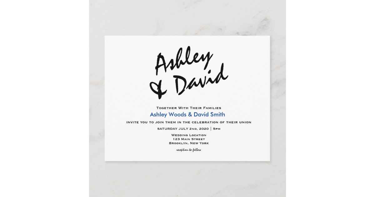 Modern Script Wedding Postcard | Zazzle