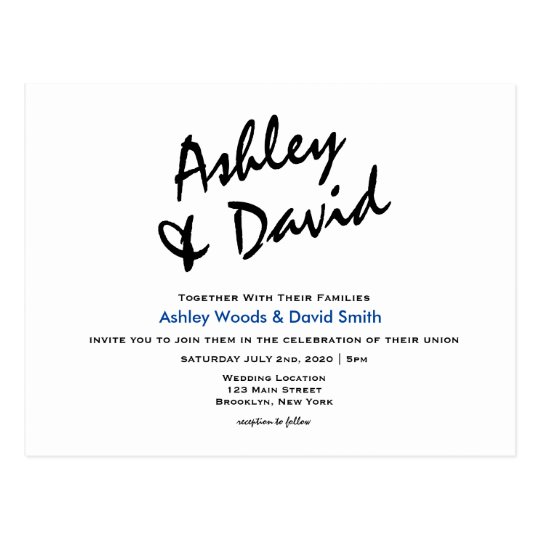 Modern Script Wedding Postcard | Zazzle.com