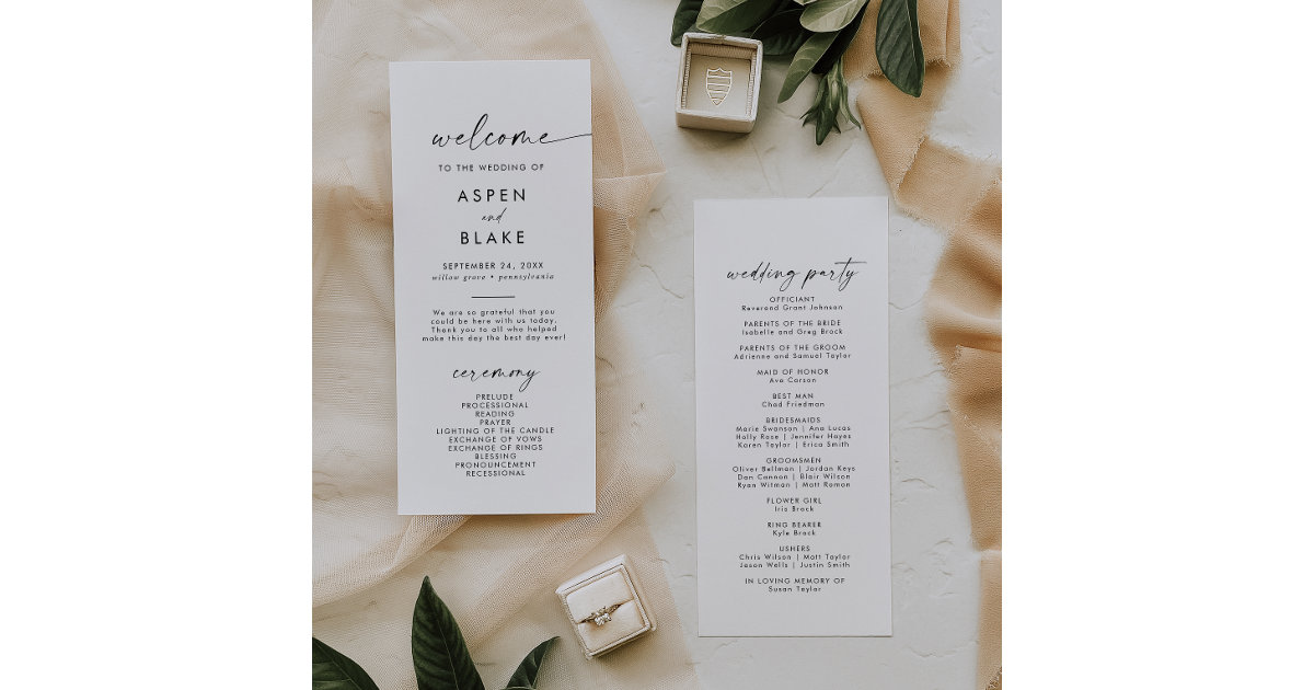 Modern Script Wedding Program | Zazzle